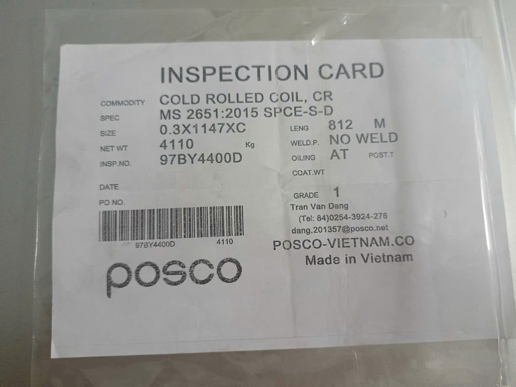 Tôn Cuộn Cán Nguội Mềm Vuốt Thúc Sâu SPCE Posco Dày 0.3 mm