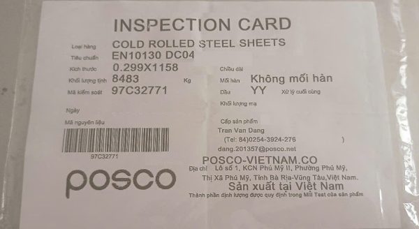 Tôn Cuộn Cán Nguội Mềm Vuốt Thúc Sâu SPCE Posco Dày 0.3 mm